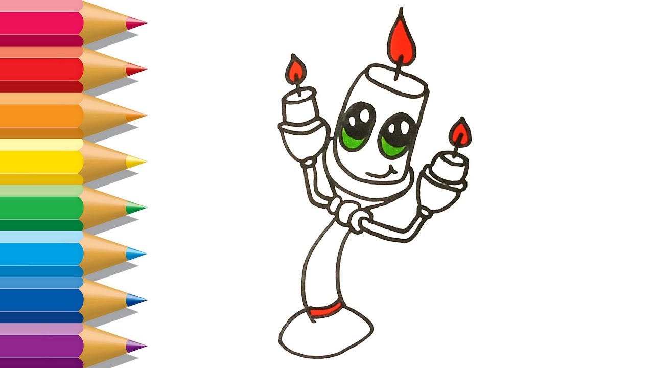 Candlestick Coloring Pages and Drawing for Kids | Learning How to Paint ...