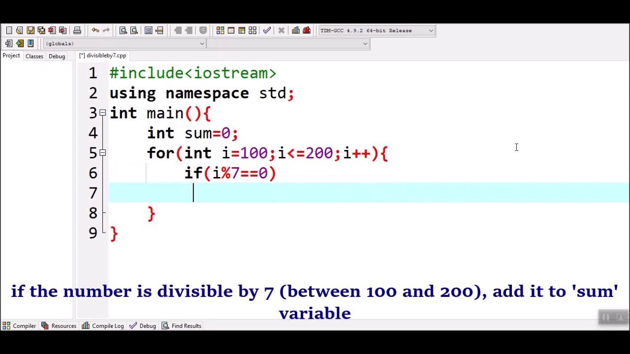 How to find sum of all integers between 100 and 200 which are divisible by 7 in C++ - YouTube