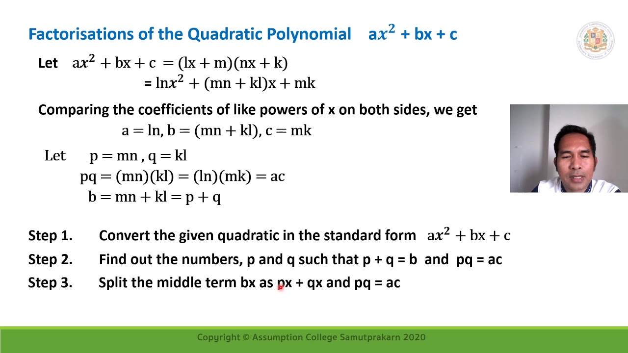 MAM0902 | คณิตศาสตร์MLP : Factorisation of Polynomials by Grouping ...