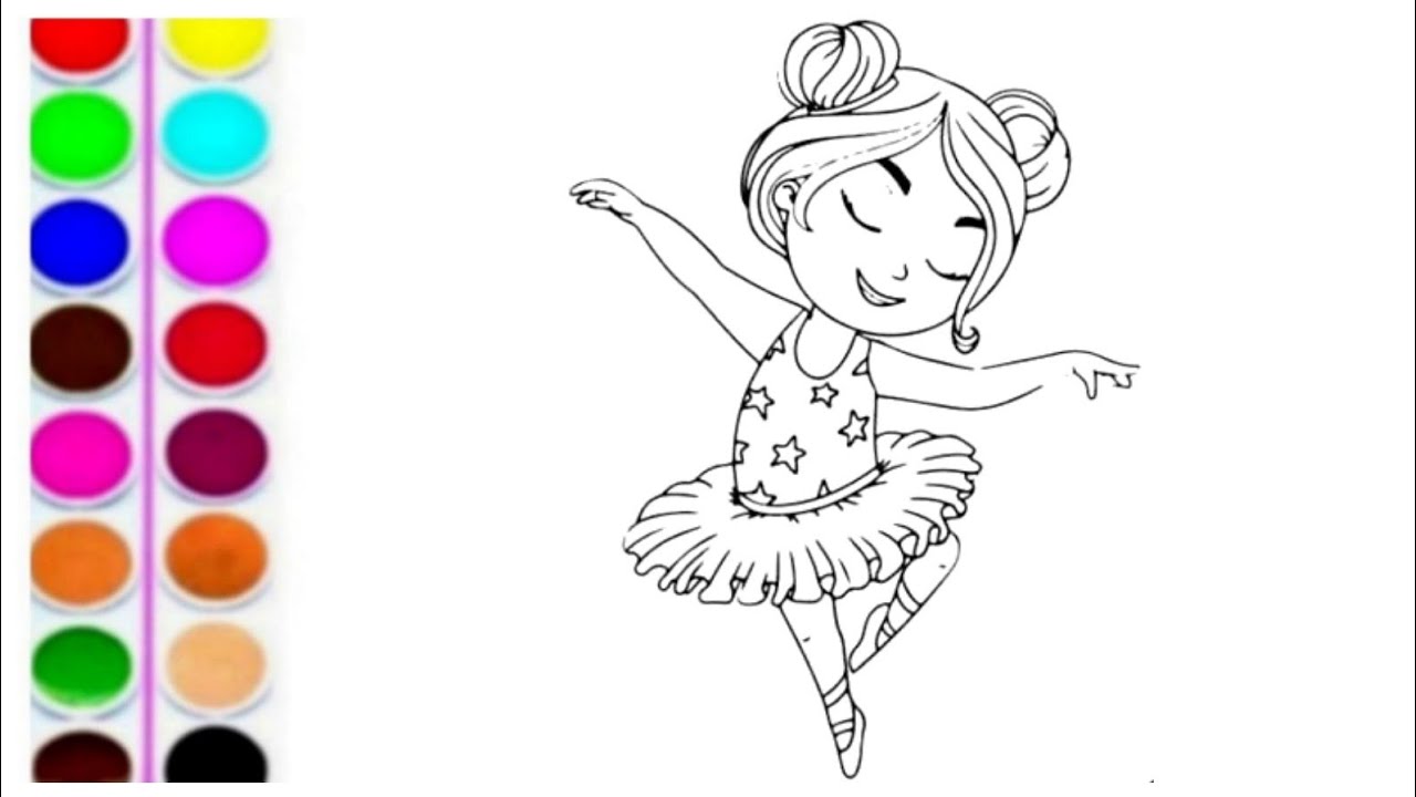 Dancing girl drawing for children||girl drawing, colouring and painting ...