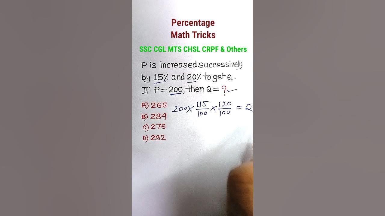 Percentage| Percentage Shortcuts Tricks| Percentage Maths|SSC CGL MTS ...