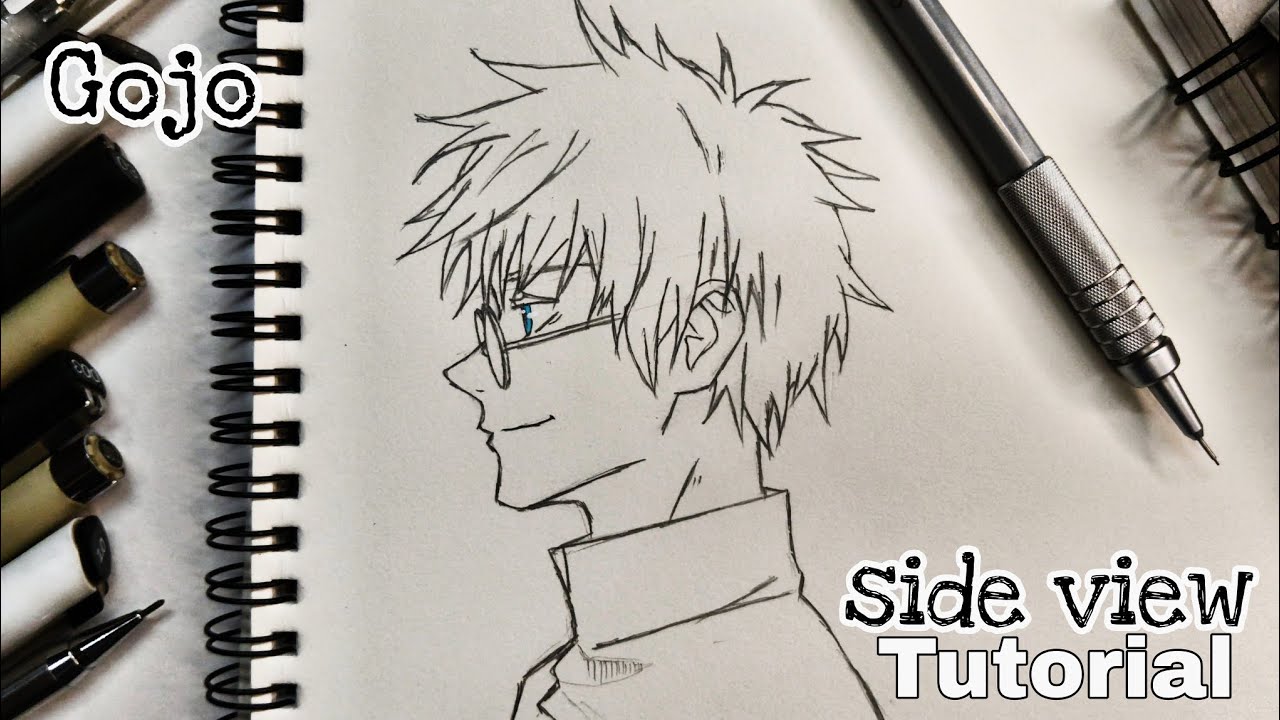 Drawing tutorial | How to draw gojo satoru Side view easy step by step ...
