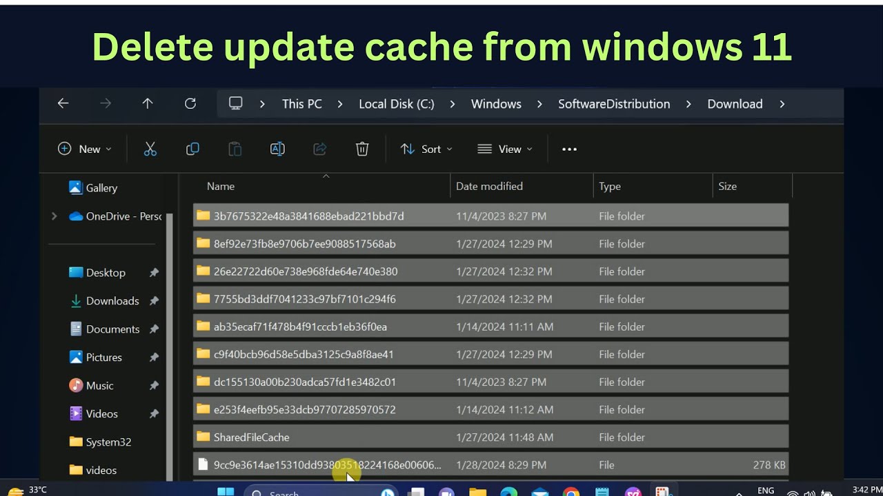 Delete update cache from windows 11 - YouTube