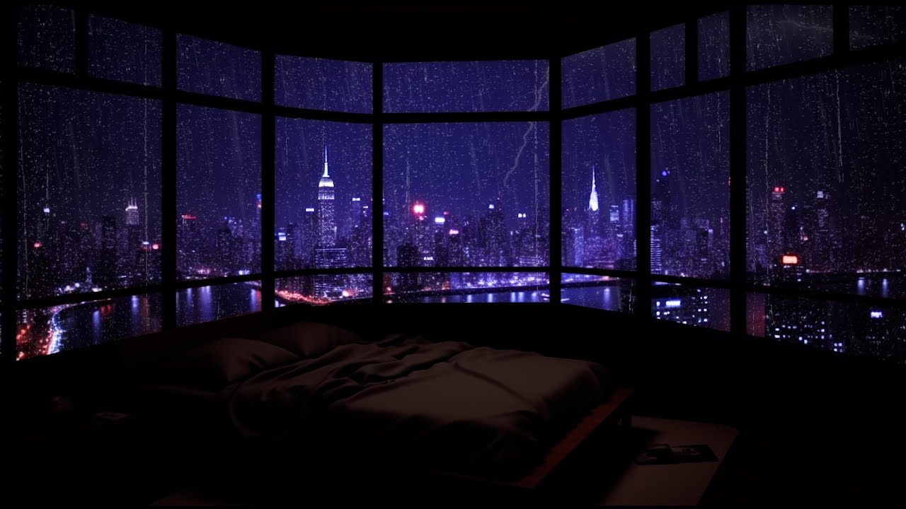Rainy Night on Window | Heavy Rain and Thunder Sounds - Help Deep Sleep ...