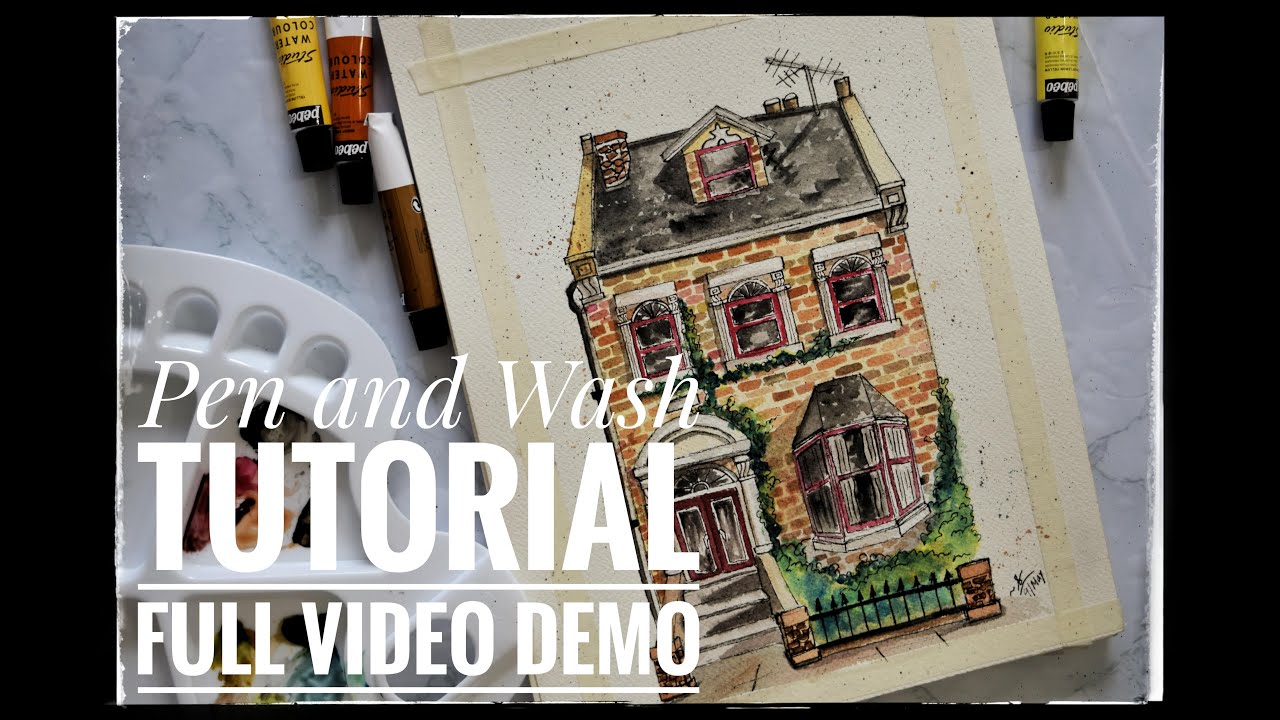 Pen and Wash Tutorial : English Townhouse | Watercolor Tutorial for ...