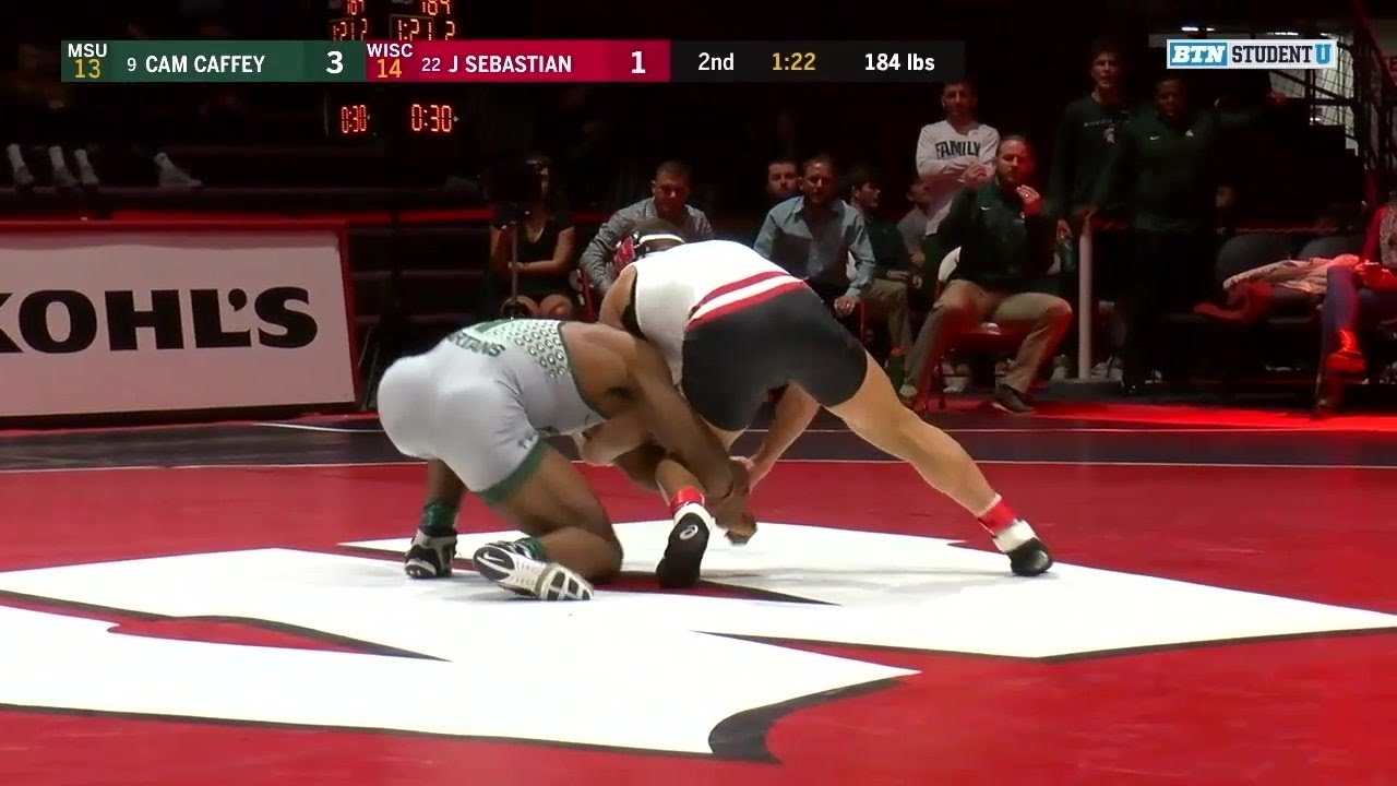 184 LBS: #9 Cameron Caffey (Michigan State) vs. Johnny Sebastian ...