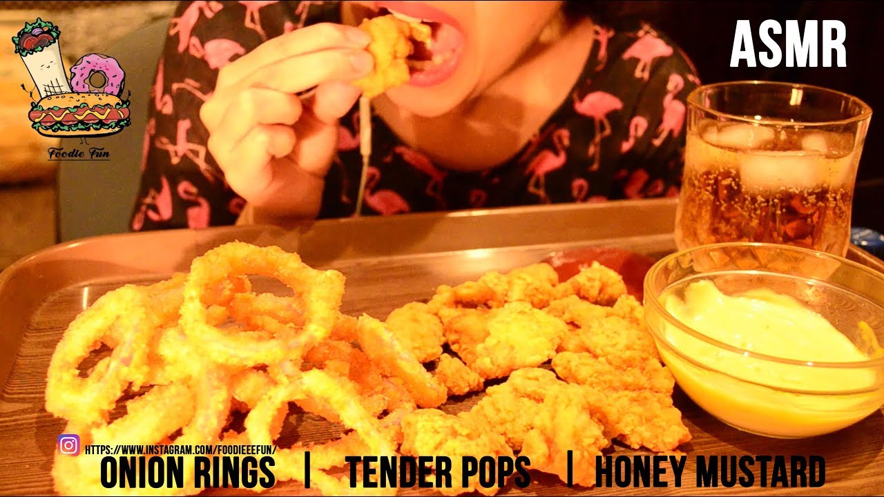 Homemade Onion Rings & Tender Pops with Honey Mustard sauce | ASMR ...