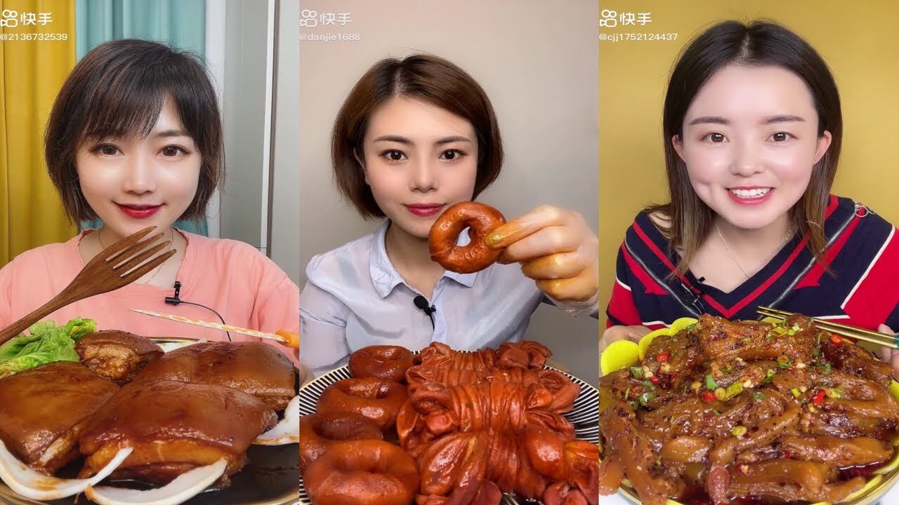 ASMR CHINESE FOOD MUKBANG 먹방 | fatty pork belly, braised pork intestine ...