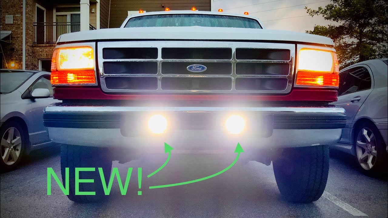 Install LED Fog Light Pods - 96' Ford F-350 OBS Stock Bumper - YouTube