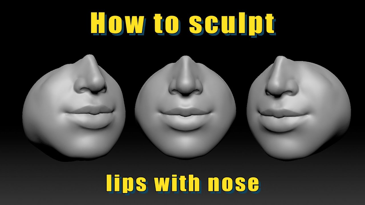How to sculpt lips with nose in Zbrush - YouTube