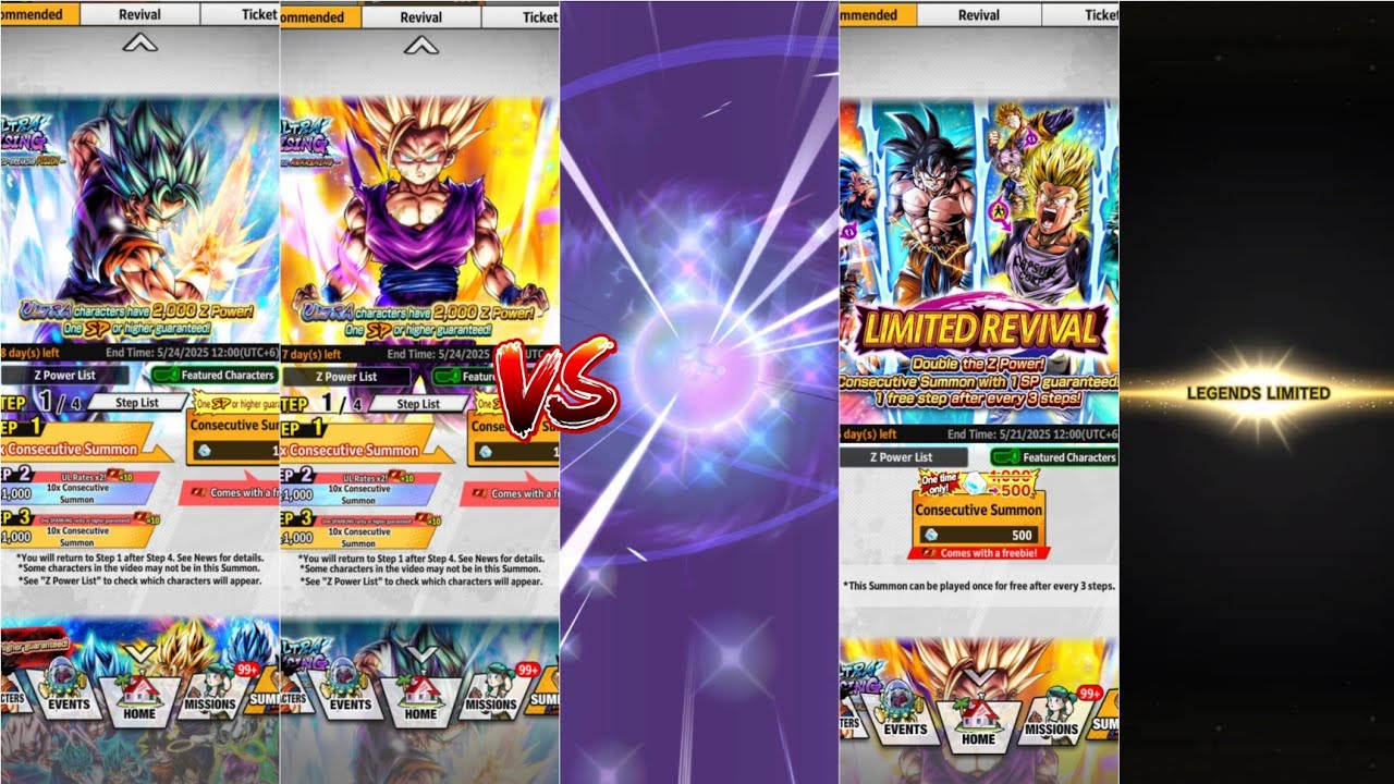 Ultra Vegito Blue Summon Vs Ultra SS2 Gohan Summon vs Limited Revival ...