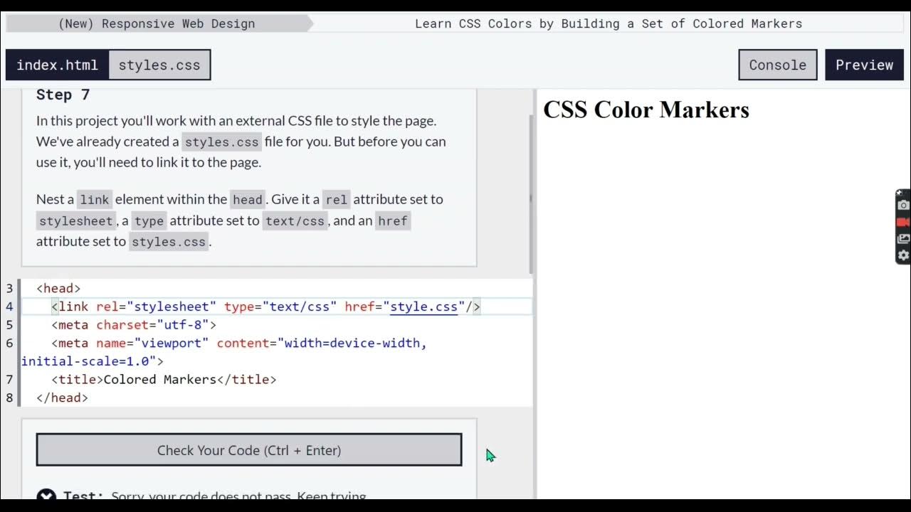 FreeCodeCamp | Building a Set of Colored Markers Steps 5-12 - YouTube