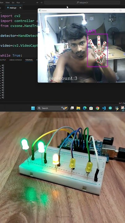 control led using hand gestures! #arduino #python #opencv #opencvpython #shorts - YouTube