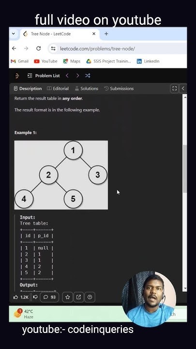 Tree Node Leetcode Sql Question Sql Database Dataanalysis Leetcode Shorts Youtube
