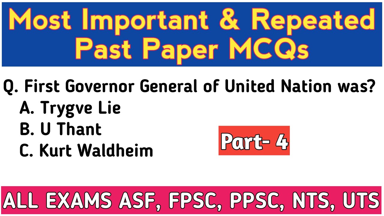 Most Important and Repeated Past Paper Mcqs||All Exams Asf, Fpsc, Nts ...