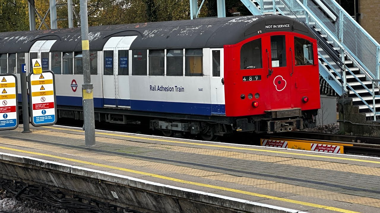 The central line 1959 tube stock adhesion train arriving into West ...