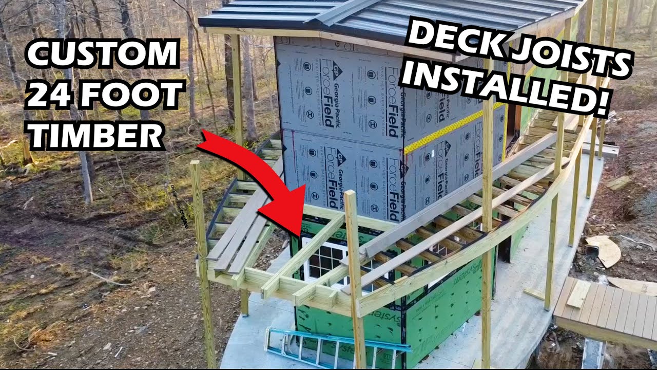 Bending 24 Foot Deck Joists - Wild Boat Themed Cabin Build - YouTube
