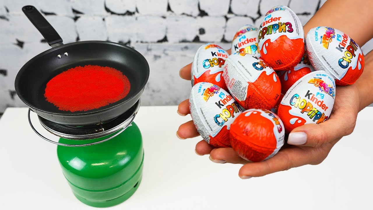 Kinder Surprise vs Hot non-stick Frying Pan - Experiment - YouTube