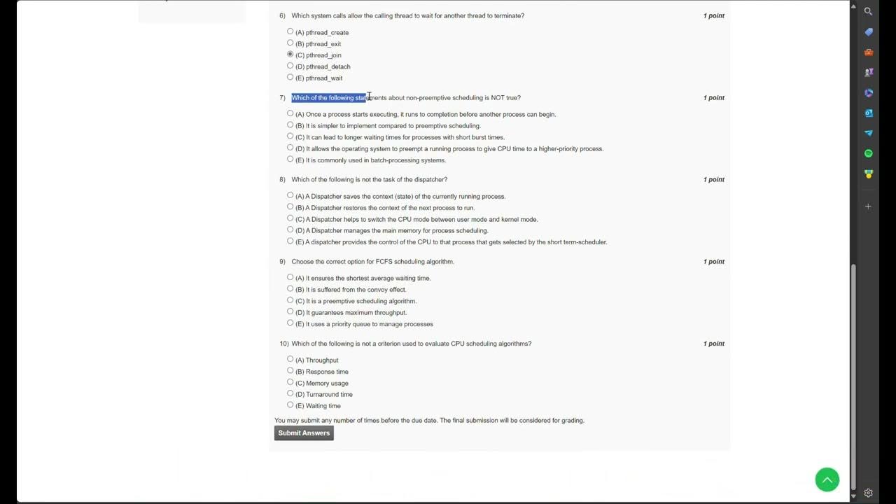 NPTEL Operating System Fundamentals Week 5 Assignment Solution August 2024 IIT Kharagpur - YouTube
