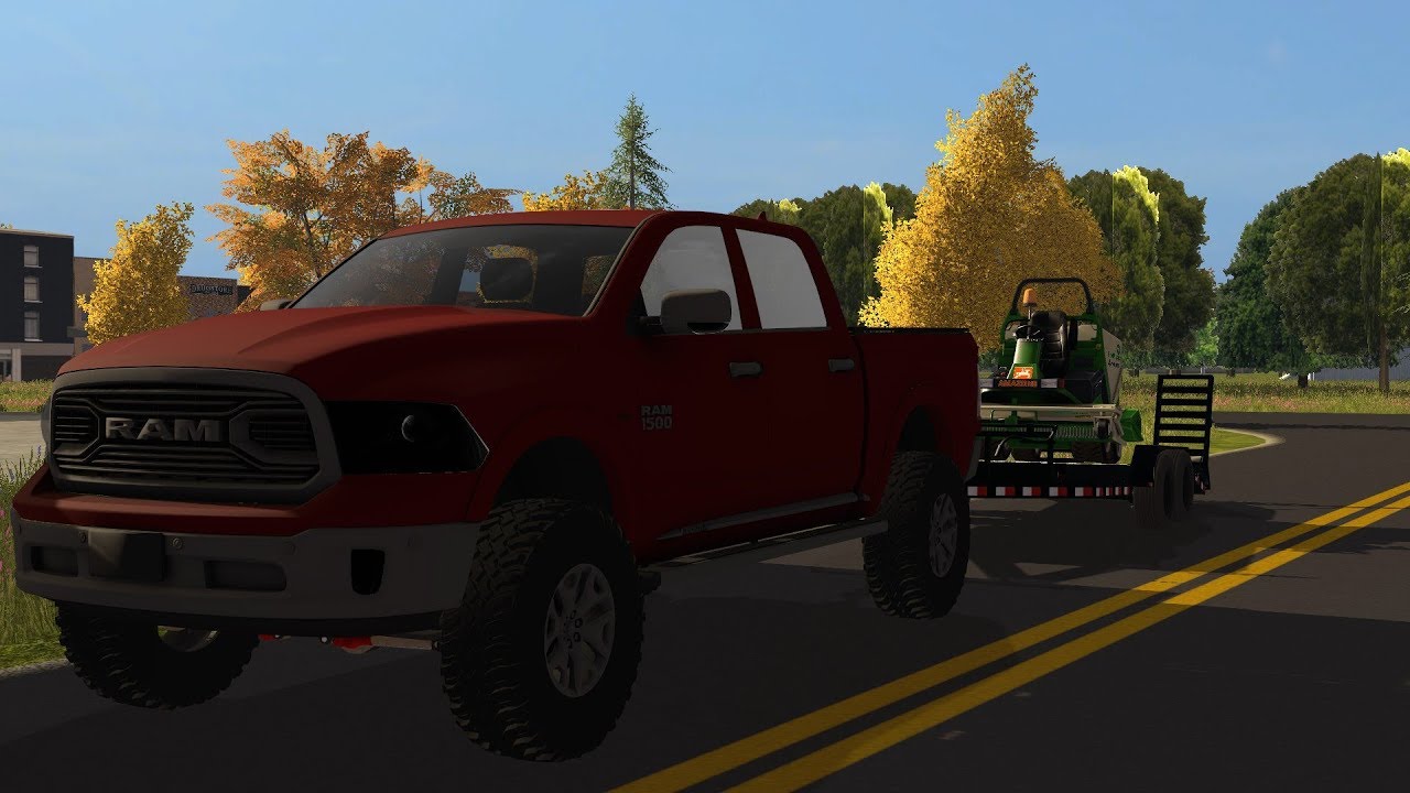 Farming simulator 17| fall clean two | dodge ram 1500 | lawn care - YouTube