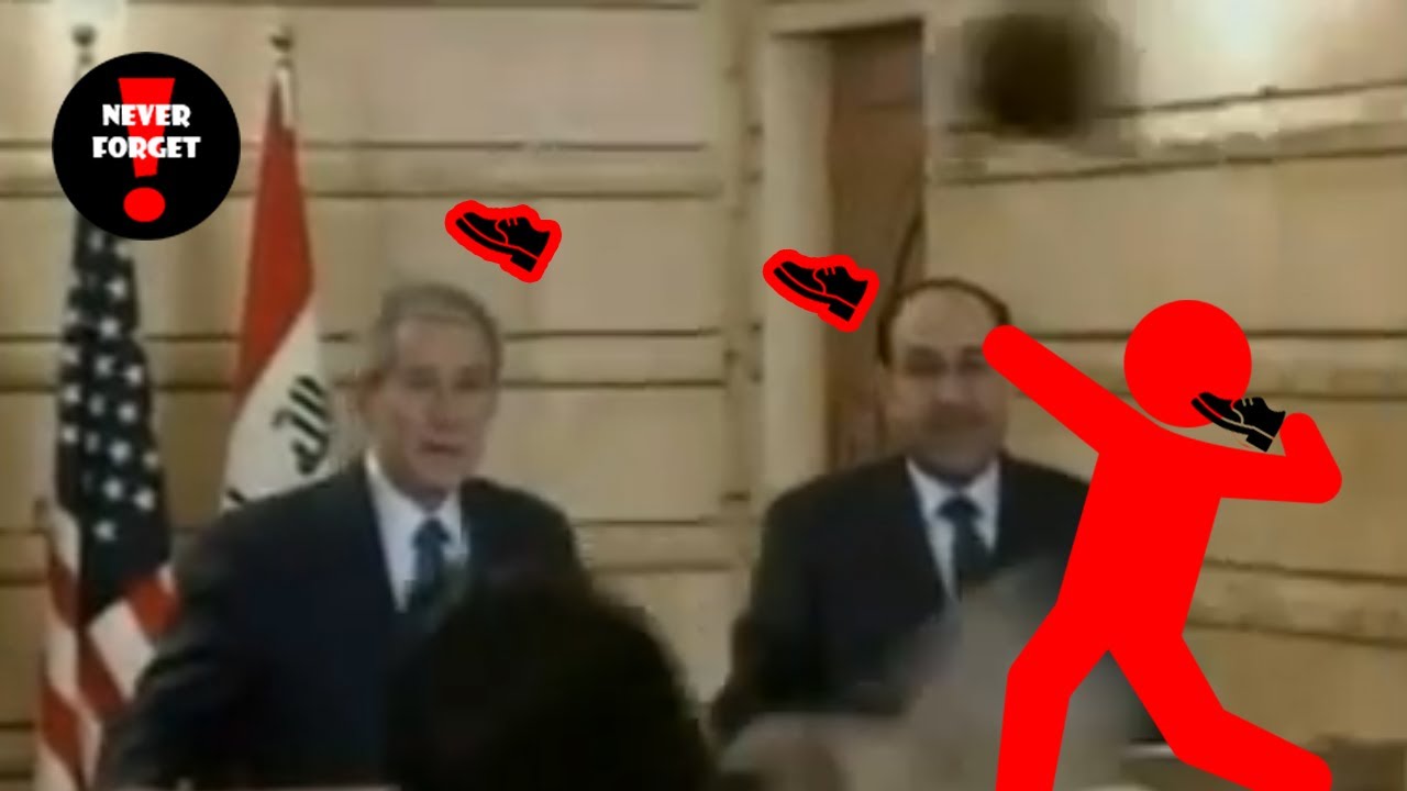 Iraqi man throws shoes at George Bush - YouTube