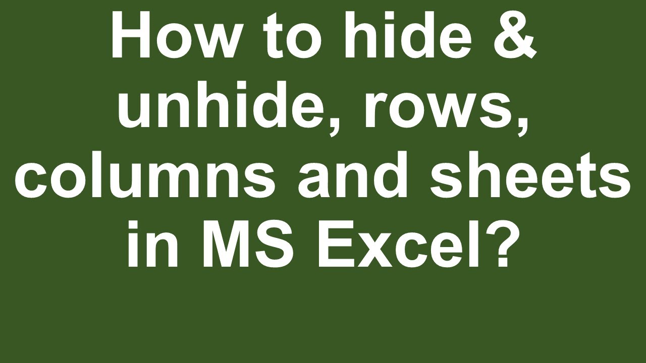 How To Hide And Unhide Rows Columns And Sheets In MS Excel Urdu How To Hide And Unhide Rows Columns And Sheets In MS Excel Urdu