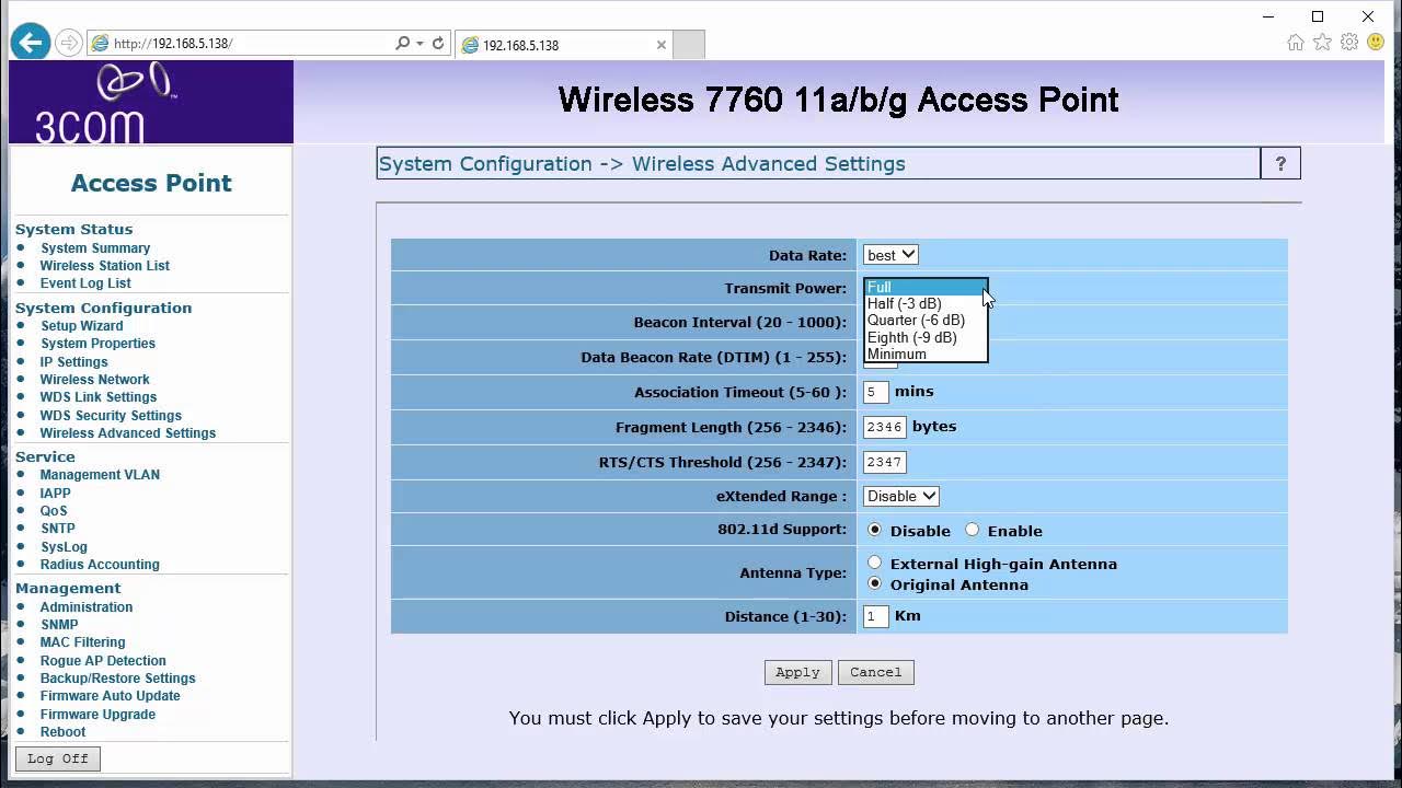 3Com Wireless 7760 ABG Access Point - Management Interface Walkthrough - YouTube