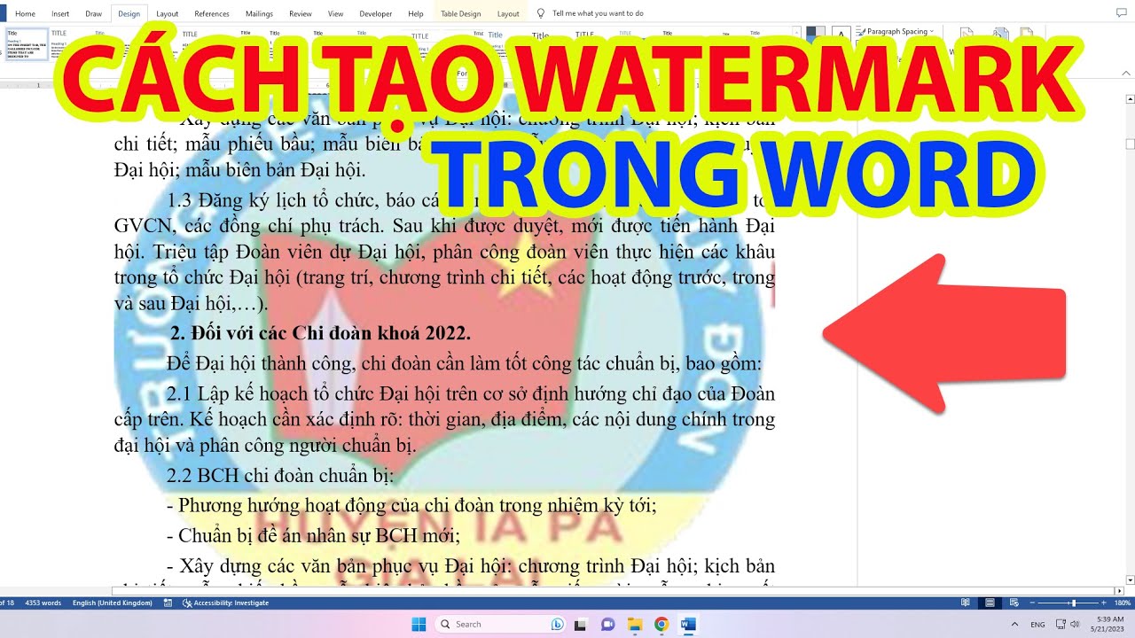 Cách Tạo Watermark Trong Word - YouTube
