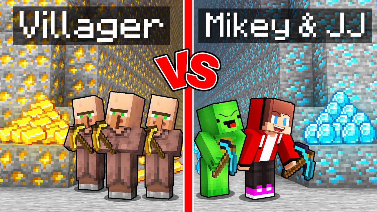 Mikey and JJ vs Villagers: Who Mined The Best Luxury Mountain in ...