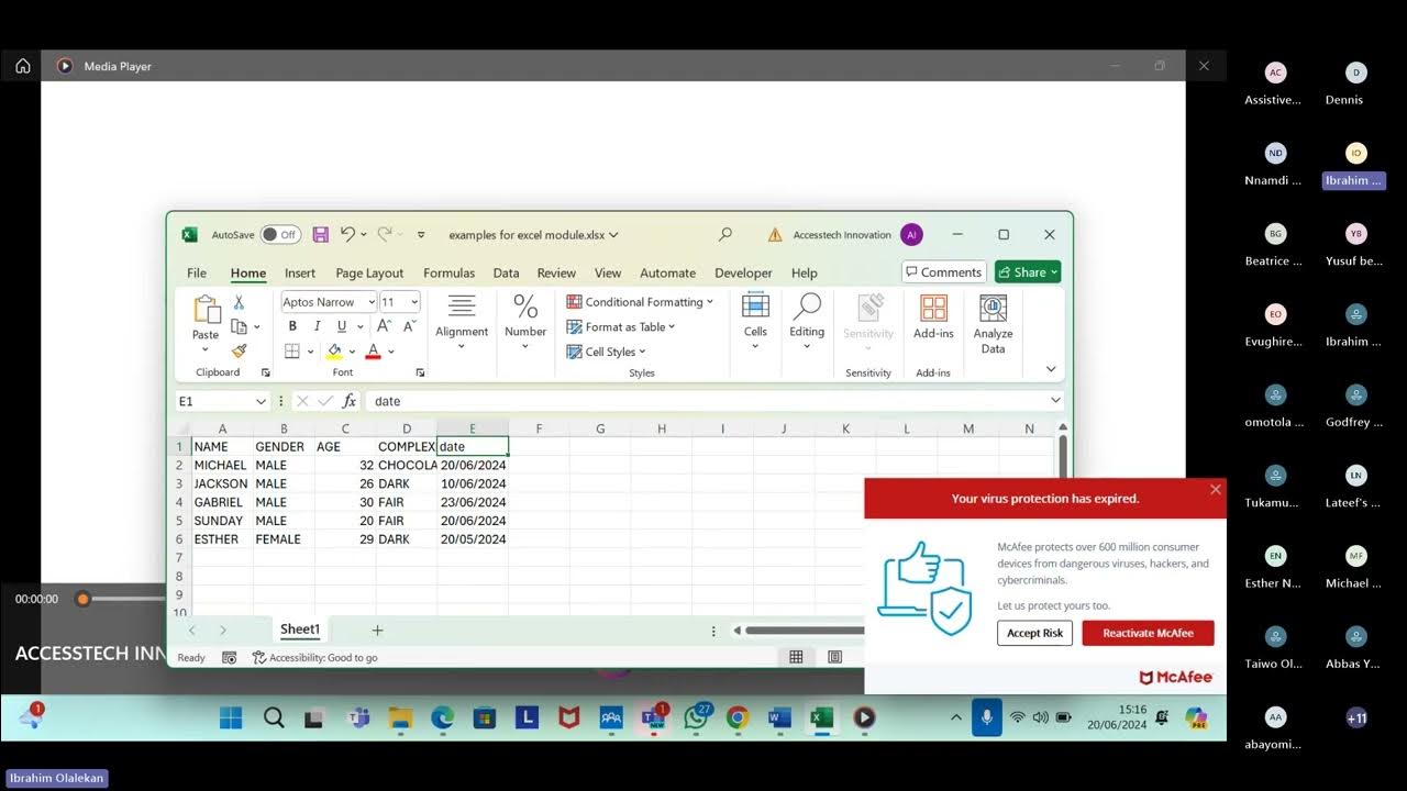 Data Editing selection and Sorting Live class - YouTube