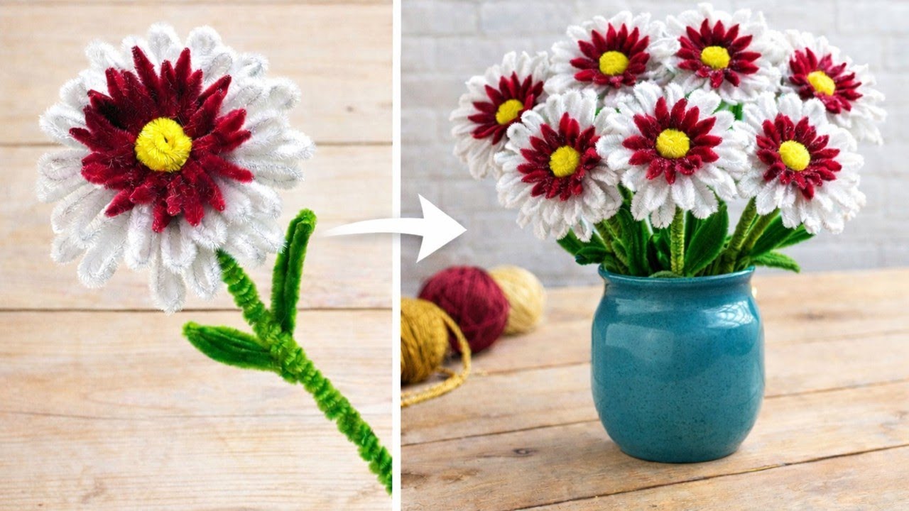 Wunderschöne Blumen Basteln Mit Stiel Einfach Bild