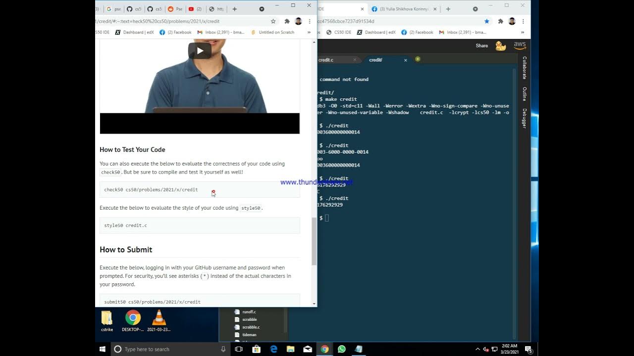 This is "CS50= PSET:1,CREDIT Coding - YouTube