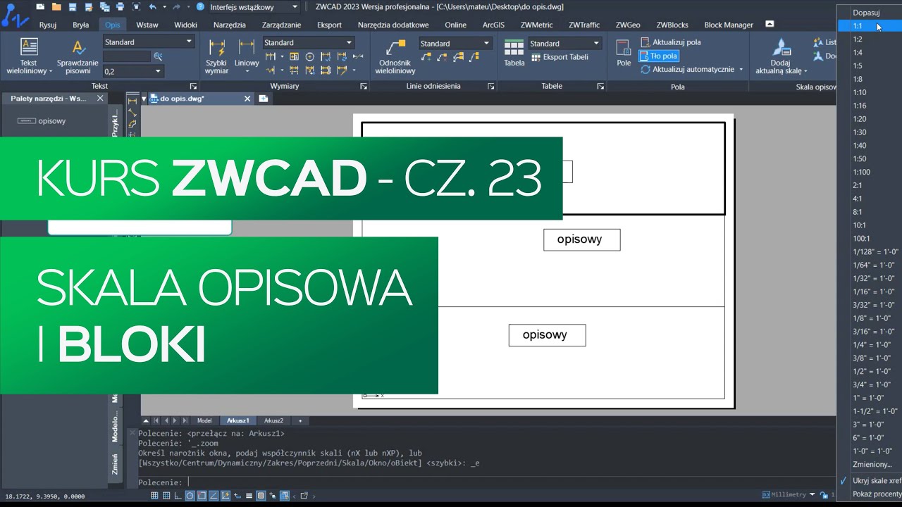 Skala opisowa i bloki. Kurs ZWCAD. Cześć 23. - YouTube