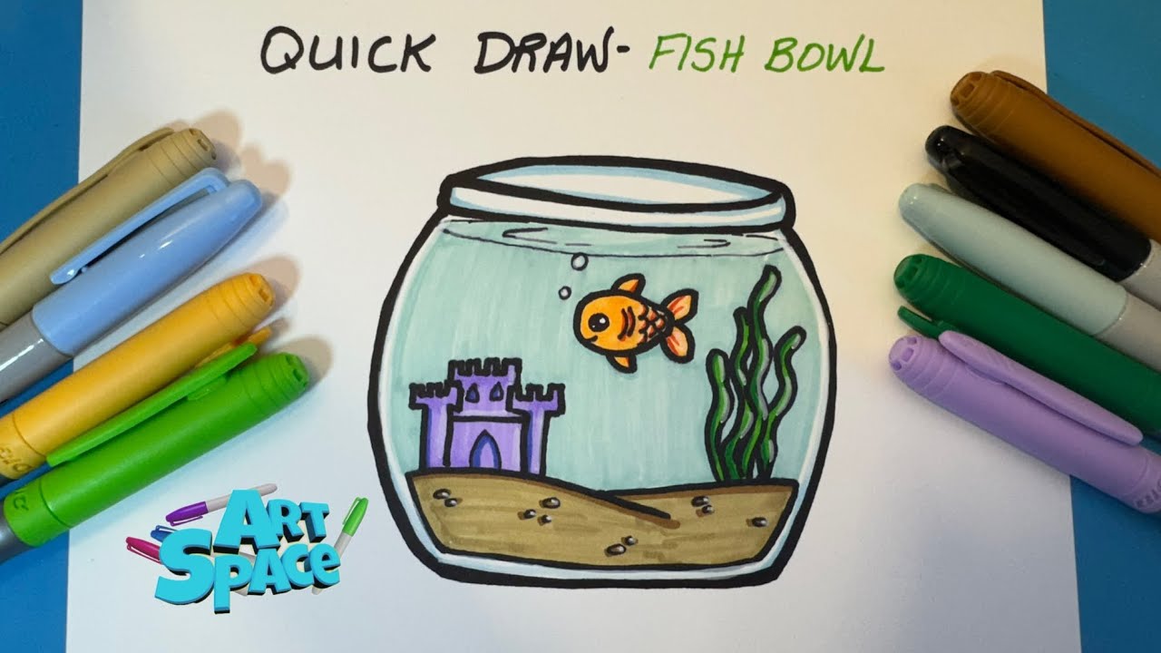 Quick Draws for Kids - How to Draw a FISH BOWL (Easy) - YouTube
