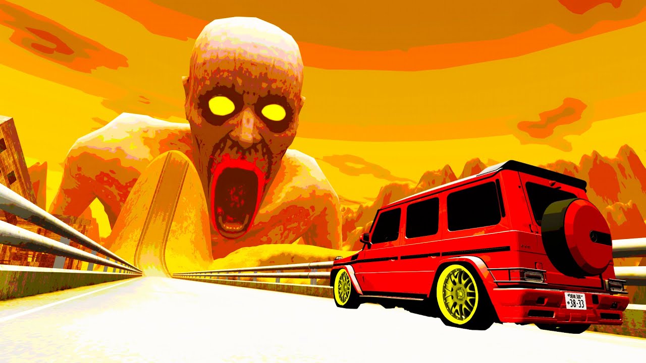 OFFRoad Red Car VS Giant Bulge | Escape From The Shy Guy (SCP-096 ...