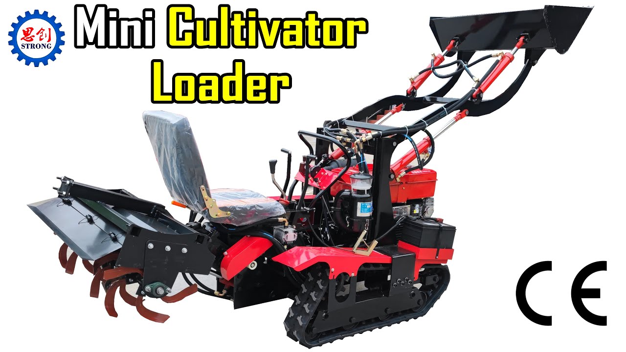 Small Mini Track Tractor with Loader and Cultivator Two in One Machine ...