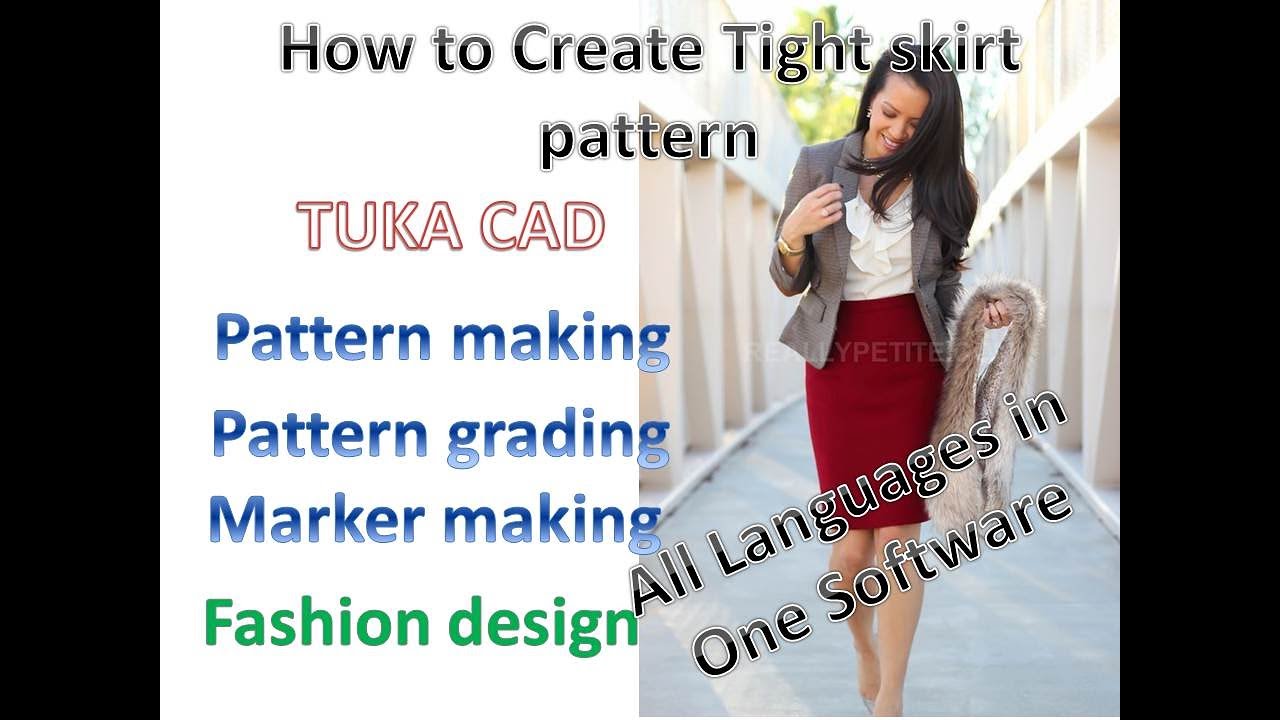 How to create a tight skirt pattern tuka cad software - YouTube