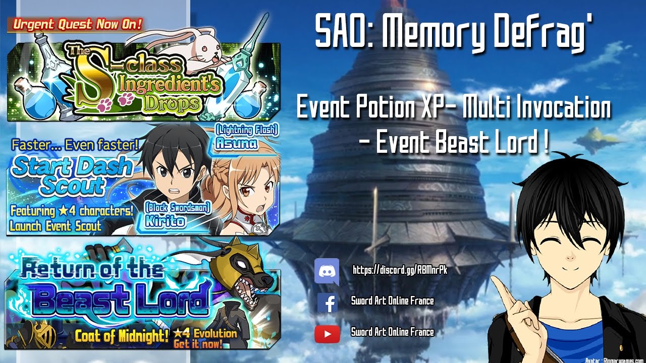 SAO: Memory Defrag' - Event Potion XP- Multi Invocation - Event Beast ...