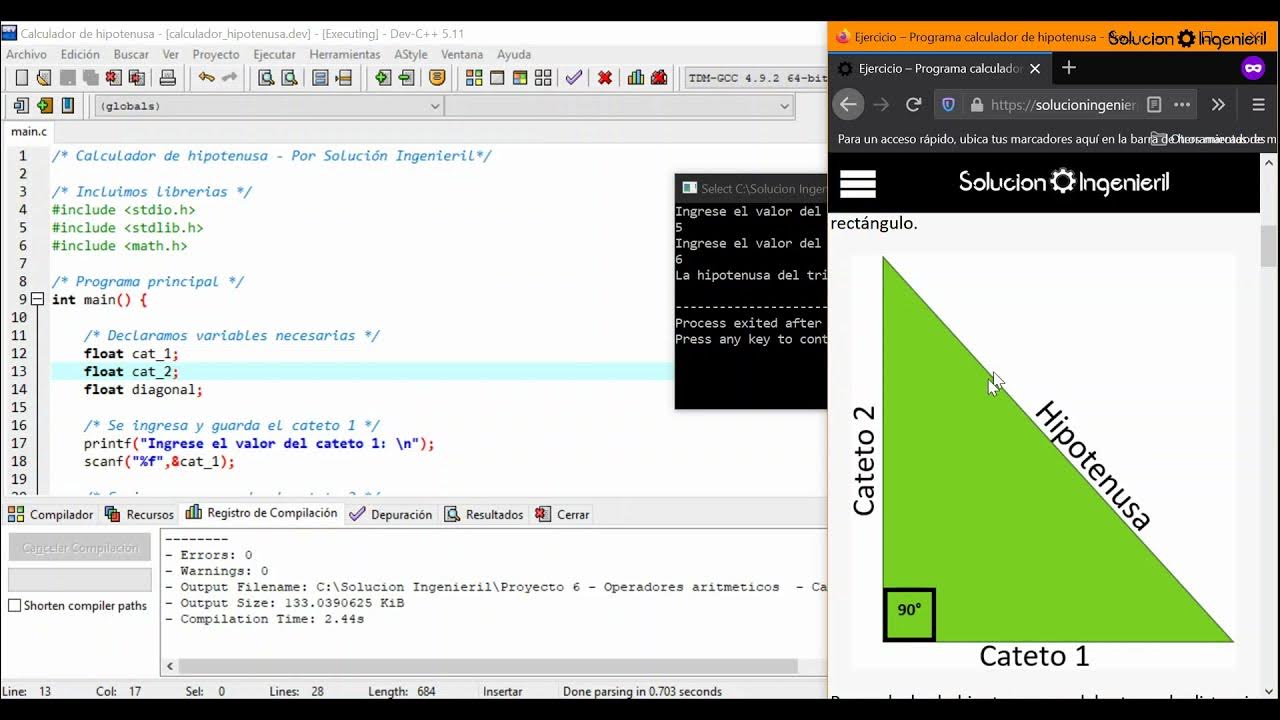 #7 Ejercicio – Calculador de hipotenusa – Operadores aritméticos – Programación en C - YouTube