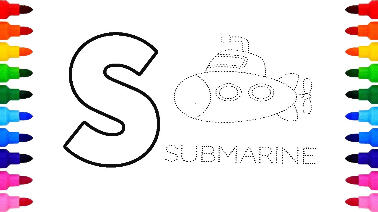 S for Submarine। Learn Alphabet S Word with Drawing and Coloring। P is ...
