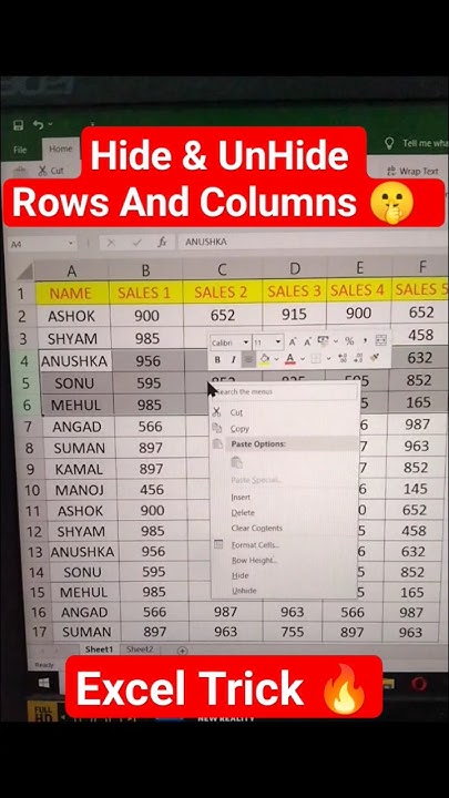Hide & UnHide Rows And Columns In Excel🔥I Excel Tricks|Education #viral #shorts #exceltips #LEWM ...