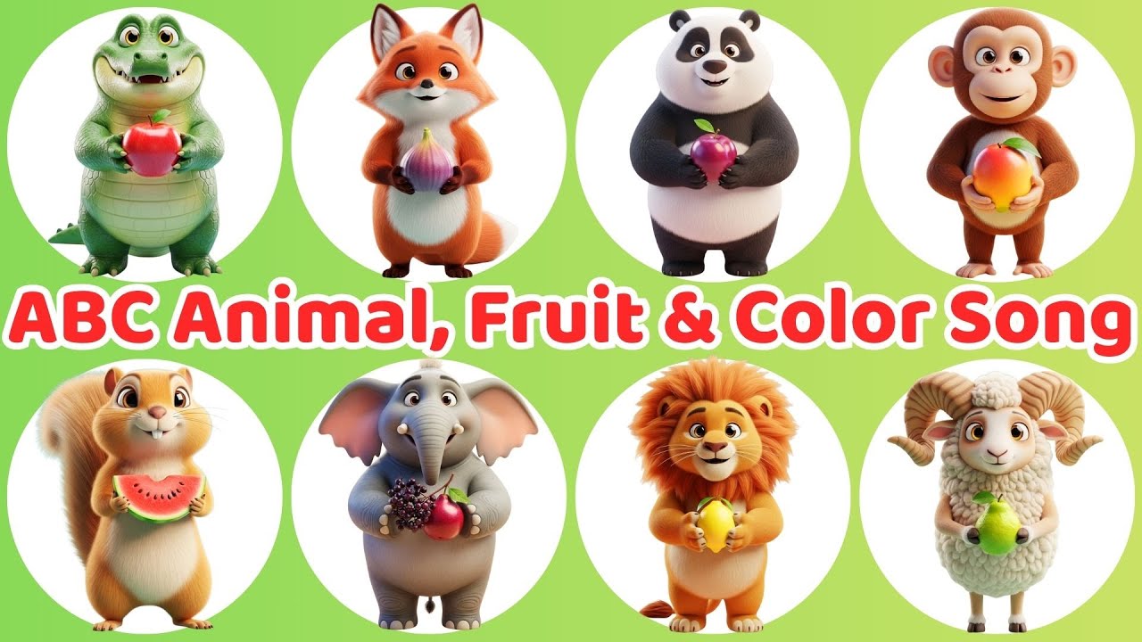 🅰️🐊 ABC Animal 🍎 Fruit & 🎨 Color Song | Real Animals Eat Fruits ...