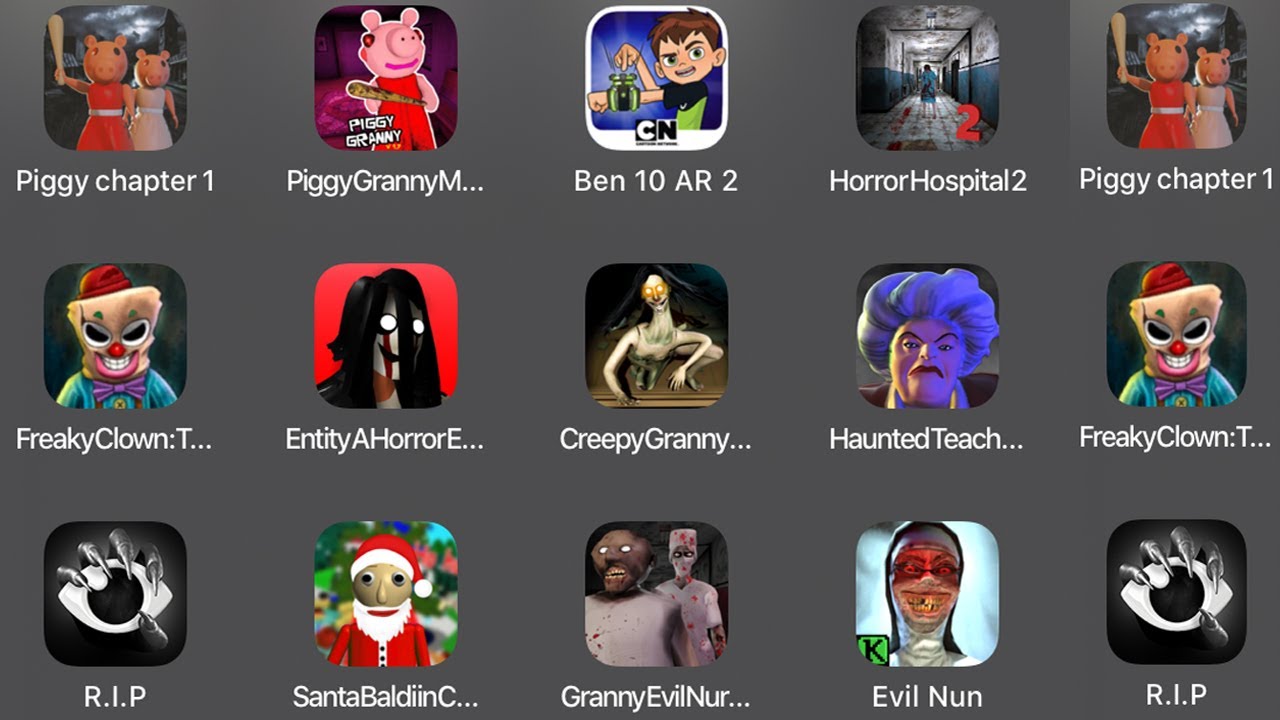 Piggy Chapter 1,Piggy Granny,Ben 10 AR 2,Horror Hospital2,Freaky Clown ...
