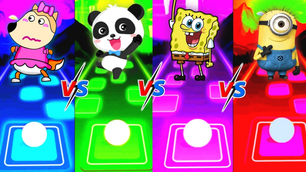 BabyBus Vs Wolfoo Family Vs Minions Vs Spongebob And Tiles Hop EDM Rush ...