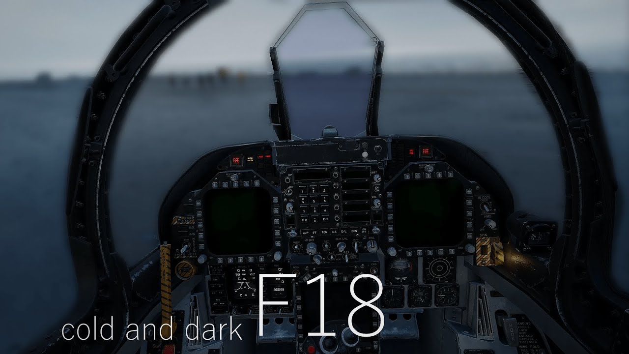 DCS F18 Cold and dark start up, taxi and launch off of carrier. - YouTube