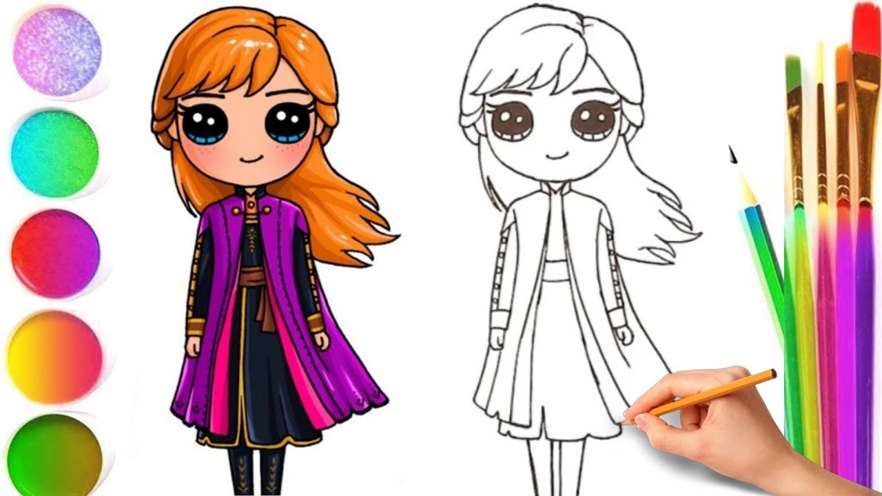 How To Draw Anna Disney Frozen 2.Wie zeichnet man Anna Disney Frozen 2 ...