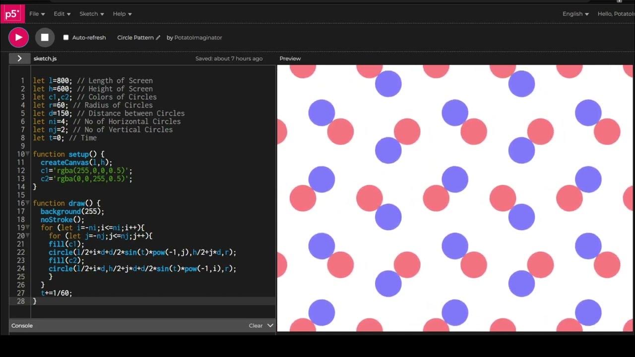 p5 js #10 - Circle Pattern #p5js - YouTube