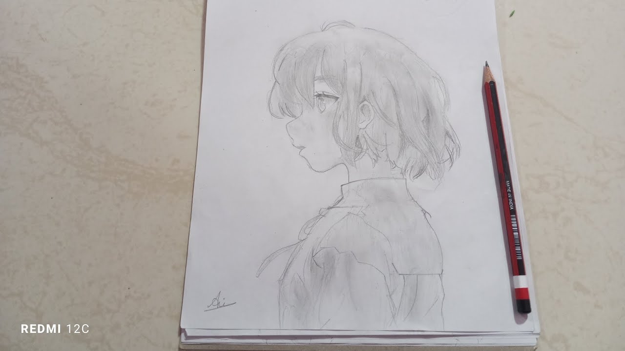 Anime girl side profile drawing step by step - YouTube