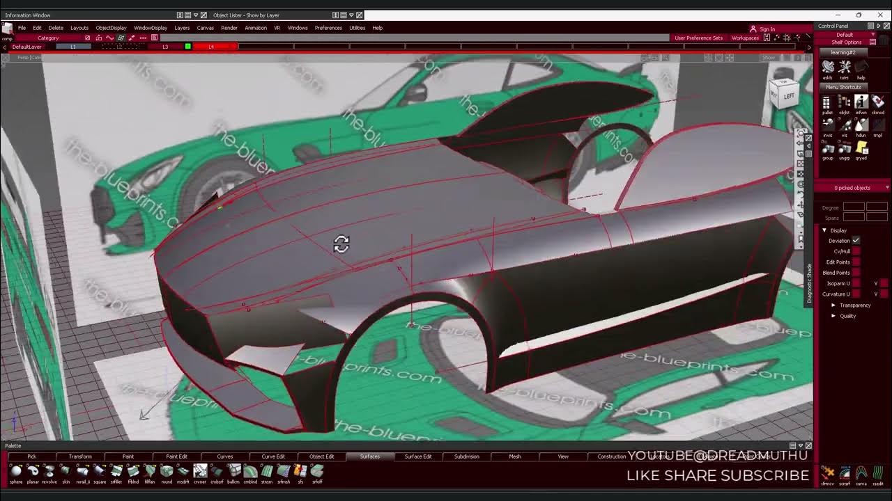 Mercedes Benz AMG GT R 2016 - Autodesk Alias Autostudio - Part 3 - NURBS Modeling - Car Modeling ...