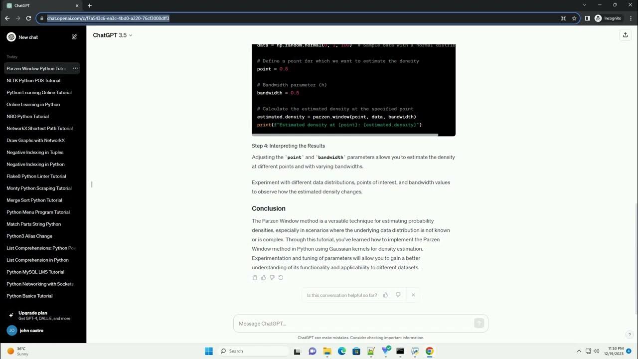parzen window python code - YouTube